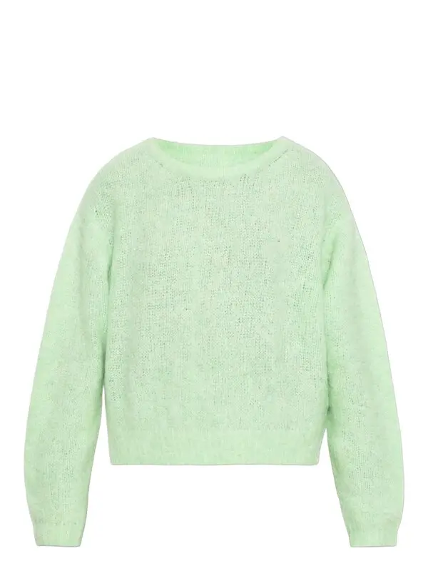 American Vintage Crew Neck Fluffy Knit Sweater - Green