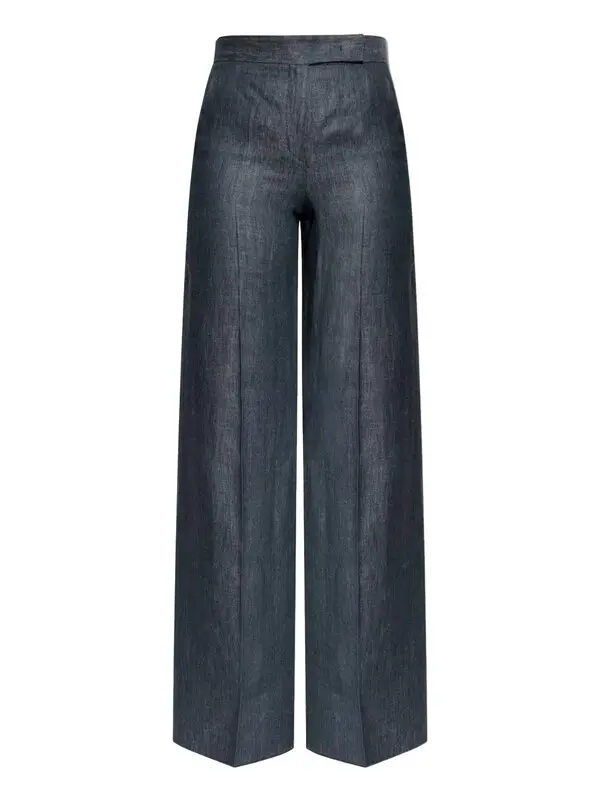 Max Mara Linen Palazzo Trousers - Grey