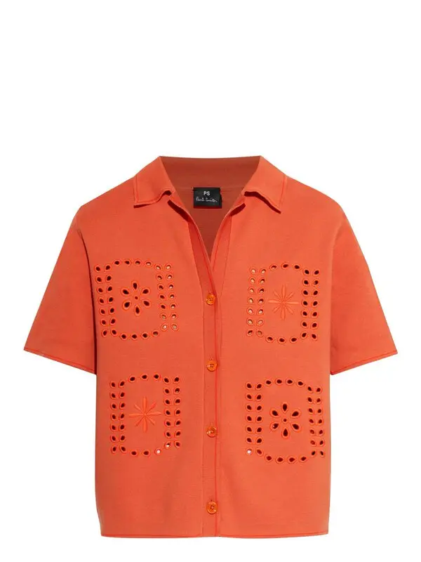 Paul Smith Openwork Embroidered Cotton Shirt - Orange