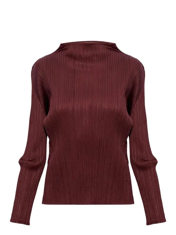 Issey Miyake Pleated Top - Burgundy