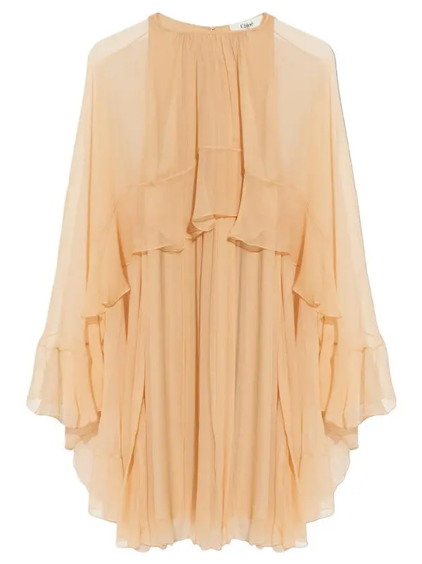 Chloé Silk Trapeze Dress - Beige