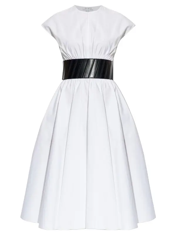 Alaïa Dress With Leather Belt - White