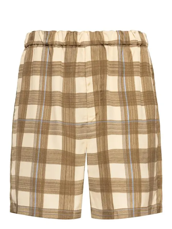 JIL SANDER Plaid Pattern Shorts - Cream