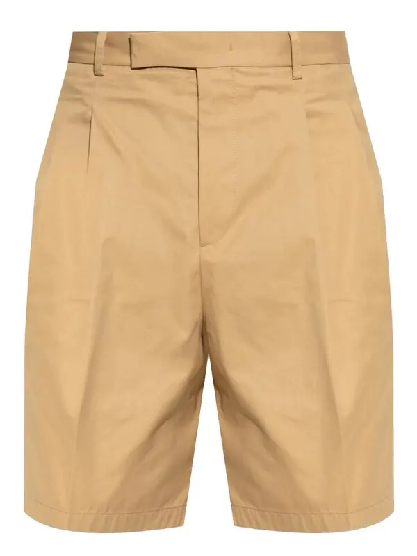 JIL SANDER Cotton Pleated Shorts - Beige