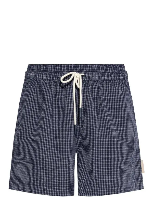 RETHINKIT STUDIOS Plaid Pattern Thigh Length Shorts - Navy Blue