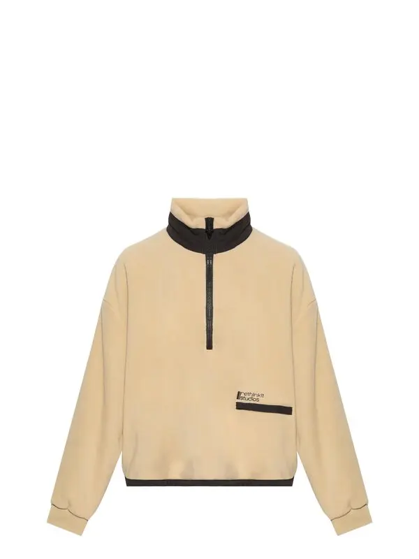 RETHINKIT STUDIOS Fleece Zip-up Sweatshirt - Beige