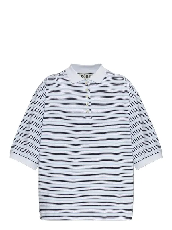RÓHE Oversized Striped Polo - Blue