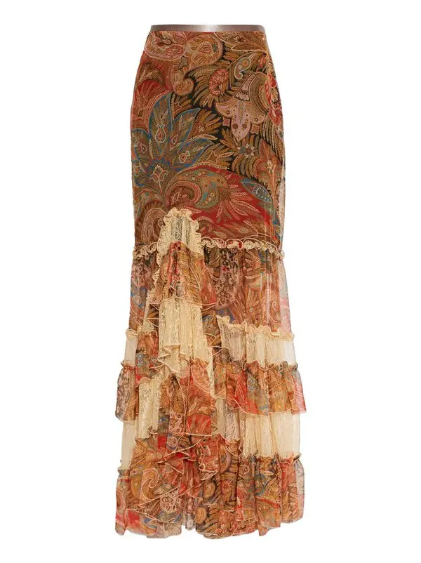Etro Silk Ruffled Skirt - Multicolour