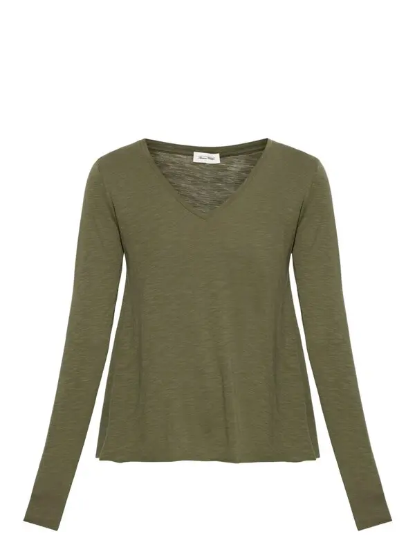 American Vintage Long-sleeve V-neck Top - Green
