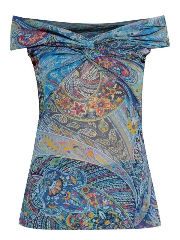 Etro Patterned Top With Decorative Draping - Multicolour