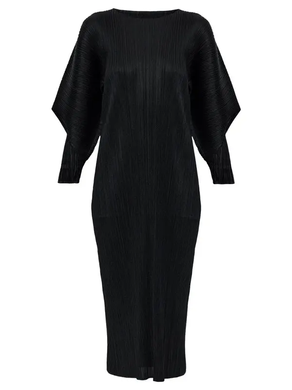 Issey Miyake Pleated Midi Dress - Black