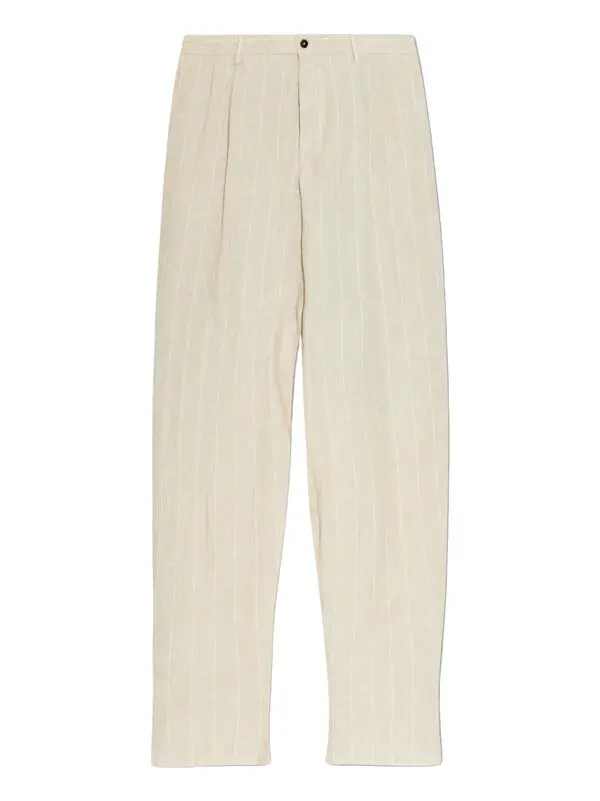 Giorgio Armani Striped Linen Trousers - Cream