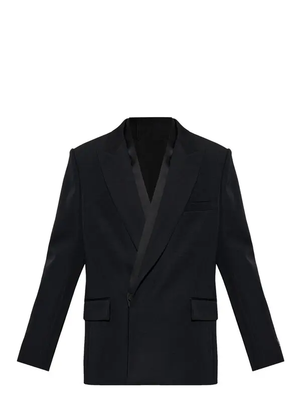 Balmain Wool Blazer With Double Vent - Black