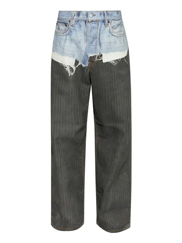 Acne Studios Pinstripe Wide Leg Jeans - Grey