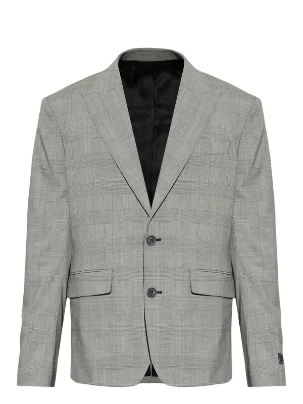 Balmain Checked Pattern Blazer - Grey