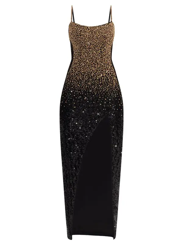Balmain Sequin Embellished Maxi Dress - Black