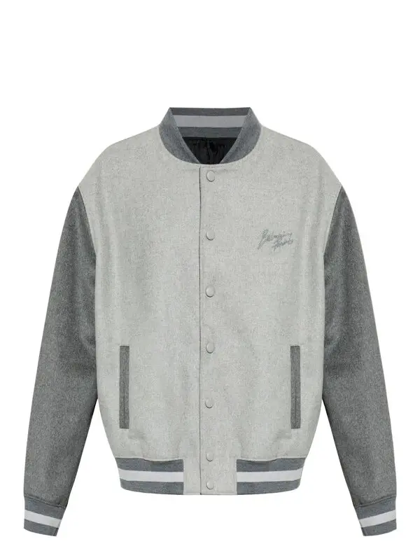 Balmain Wool And Cashmere Blend Bomber Jacket - Grey