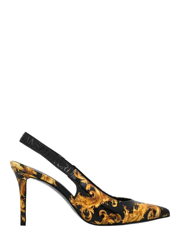 Versace Heeled Shoes With 'barocco' Pattern - Yellow