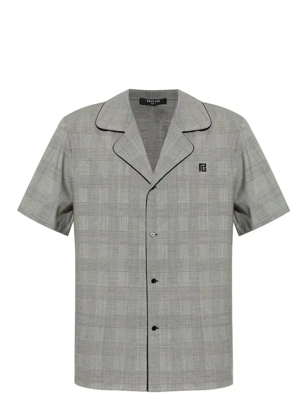 Balmain Checked Pattern Shirt - Grey