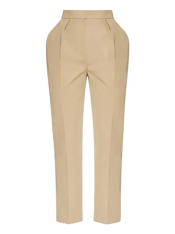 Balmain Pleated Cotton Trousers - Beige
