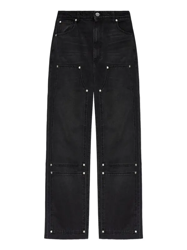 44 LABEL GROUP Wide Leg Raw Edge Jeans - Black