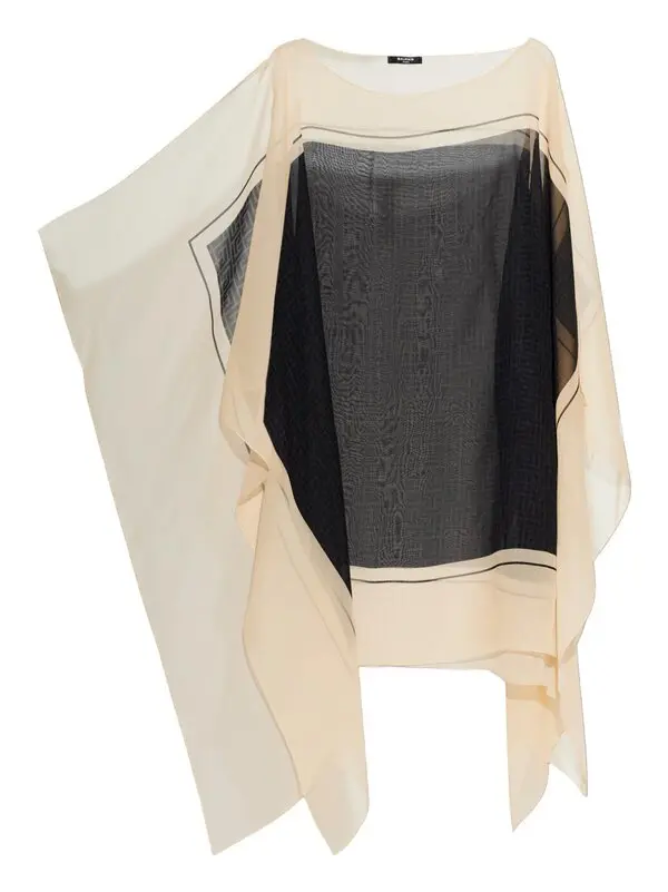 Balmain Silk Poncho - Black