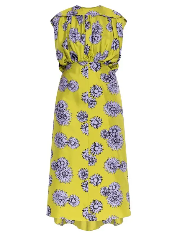 LANVIN Silk Floral Print Midi Dress - Green