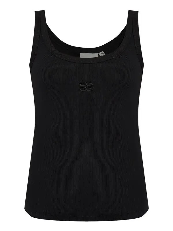 GESTUZ Ribbed Top - Black