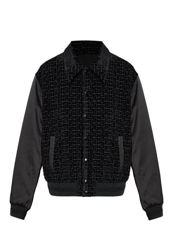 Balmain Velvet Finish Bomber Jacket - Black