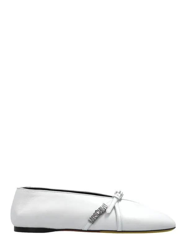 Moschino Leather Ballerina Flats - White