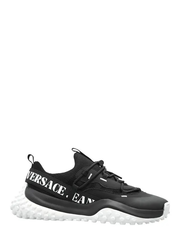 Versace Sports Shoes With Printed Logo - Black