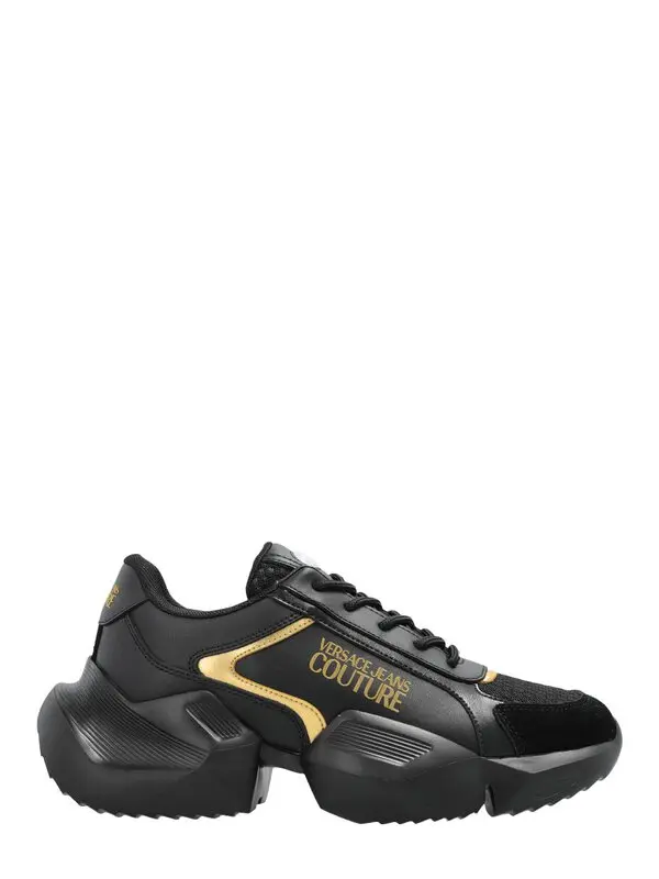 Versace Sports Shoes With Printed Logo - Black