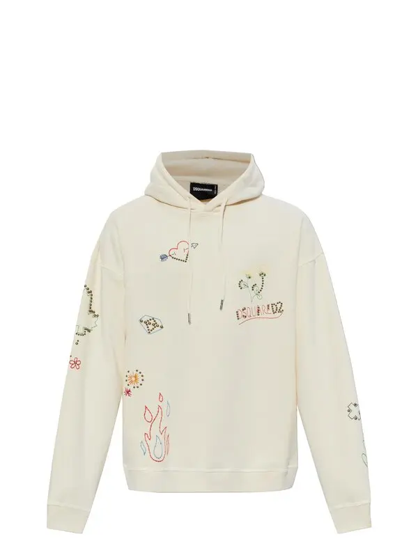 Dsquared2 Hooded Logo Sweatshirt - Cream
