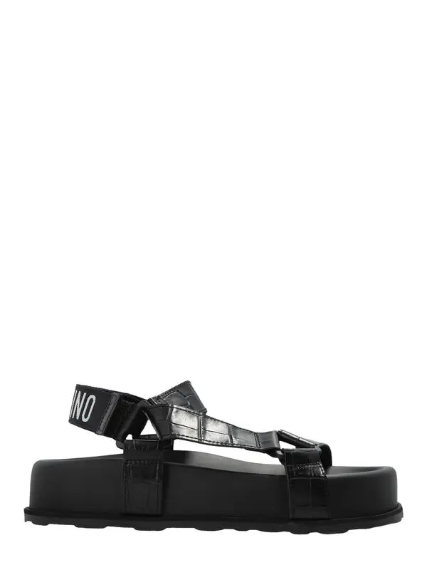 Moschino Leather Platform Sandals - Black