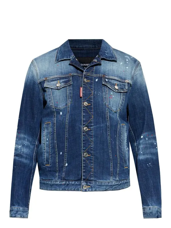 Dsquared2 Denim Jacket With Vintage Effect - Navy Blue