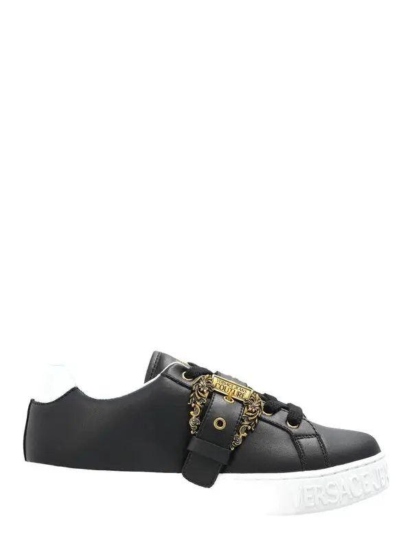 Versace Sneakers With Gold-tone Buckle - Black