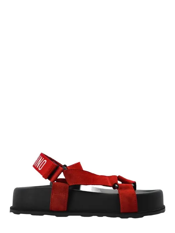 Moschino Leather Platform Sandals - Red