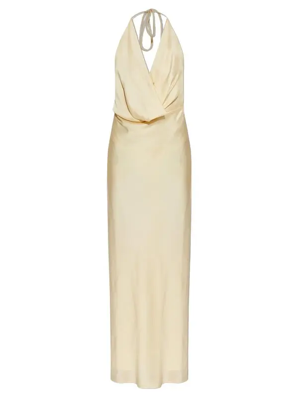 ROTATE BY BIRGER CHRISTENSEN Satin Slip Maxi Dress With Straps - Yellow