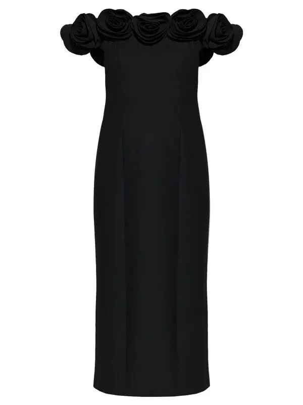 ROTATE BY BIRGER CHRISTENSEN Off-shoulder Midi Dress With Appliqués - Black