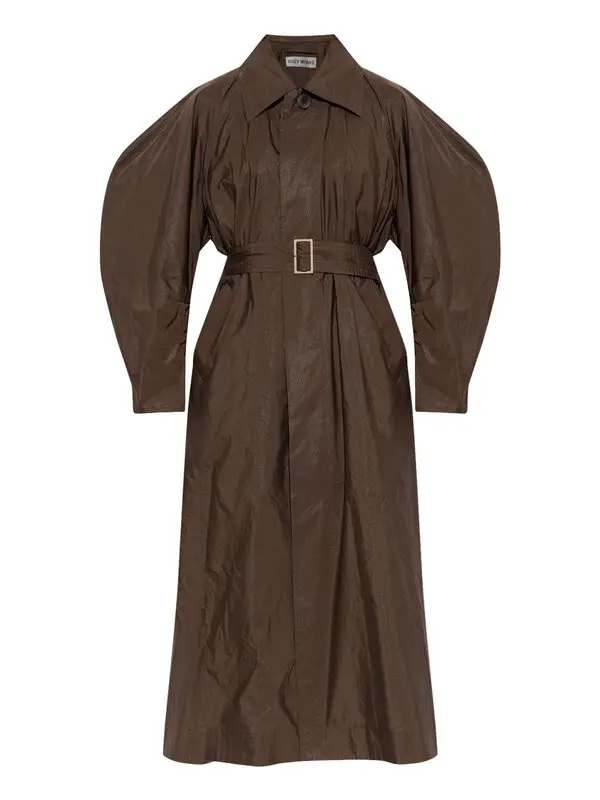 Issey Miyake Belted Coat With Pockets - Brown