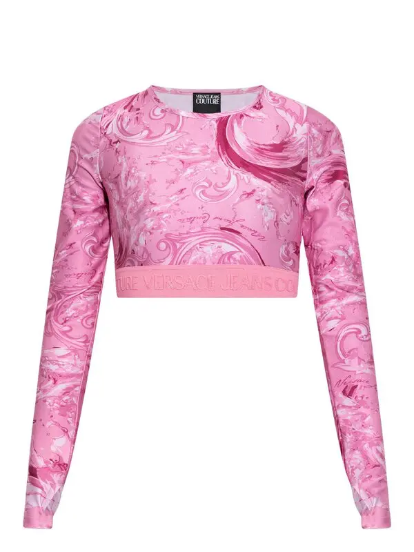Versace Short Long-sleeved Turtleneck Top - Pink