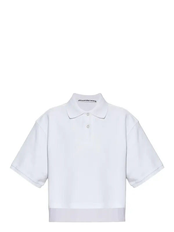 Alexander Wang Cropped Polo With Logo - White