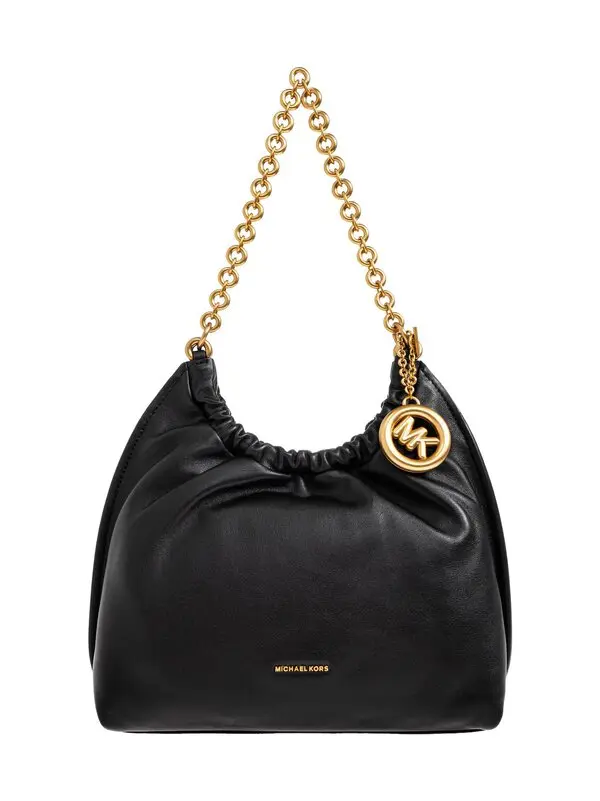 Michael Kors Leather Bucket Bag With Chain Strap - Black