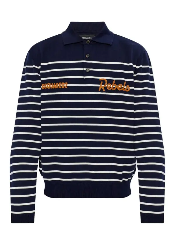 Dsquared2 Polo Shirt With Striped Pattern - Navy Blue