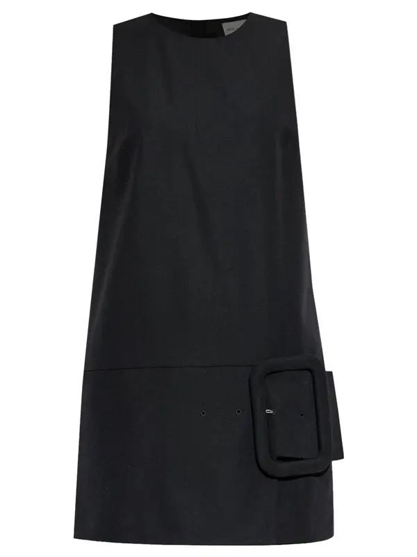 Ami Wool Mini Dress With Belt - Black