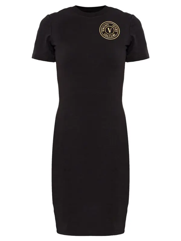 Versace Printed Logo Knit Dress - Black