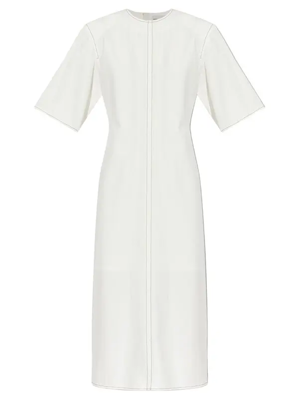 Ami Midi Dress With A Slit - White