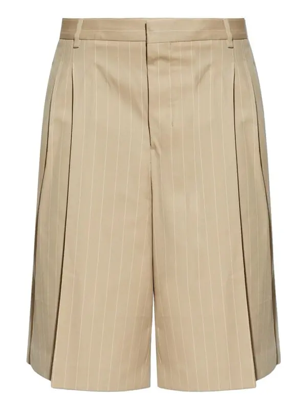 Ami Pinstripe Wool Tailored Shorts - Beige