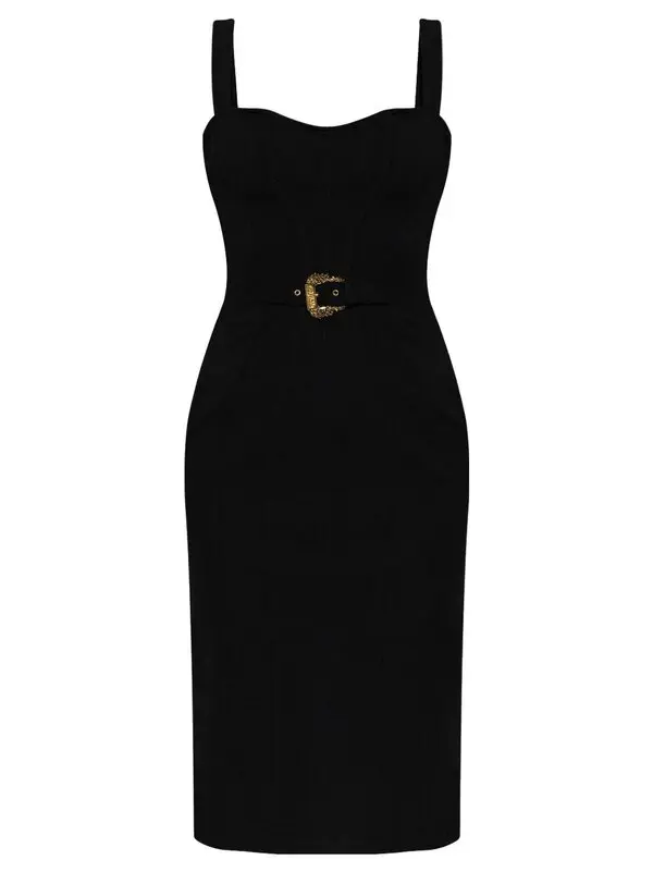 Versace Pencil Dress With Baroque Buckle - Black