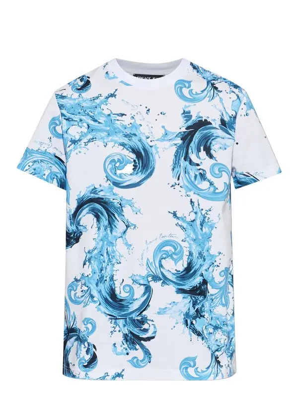 Versace T-shirt With 'barocco' Pattern - Blue